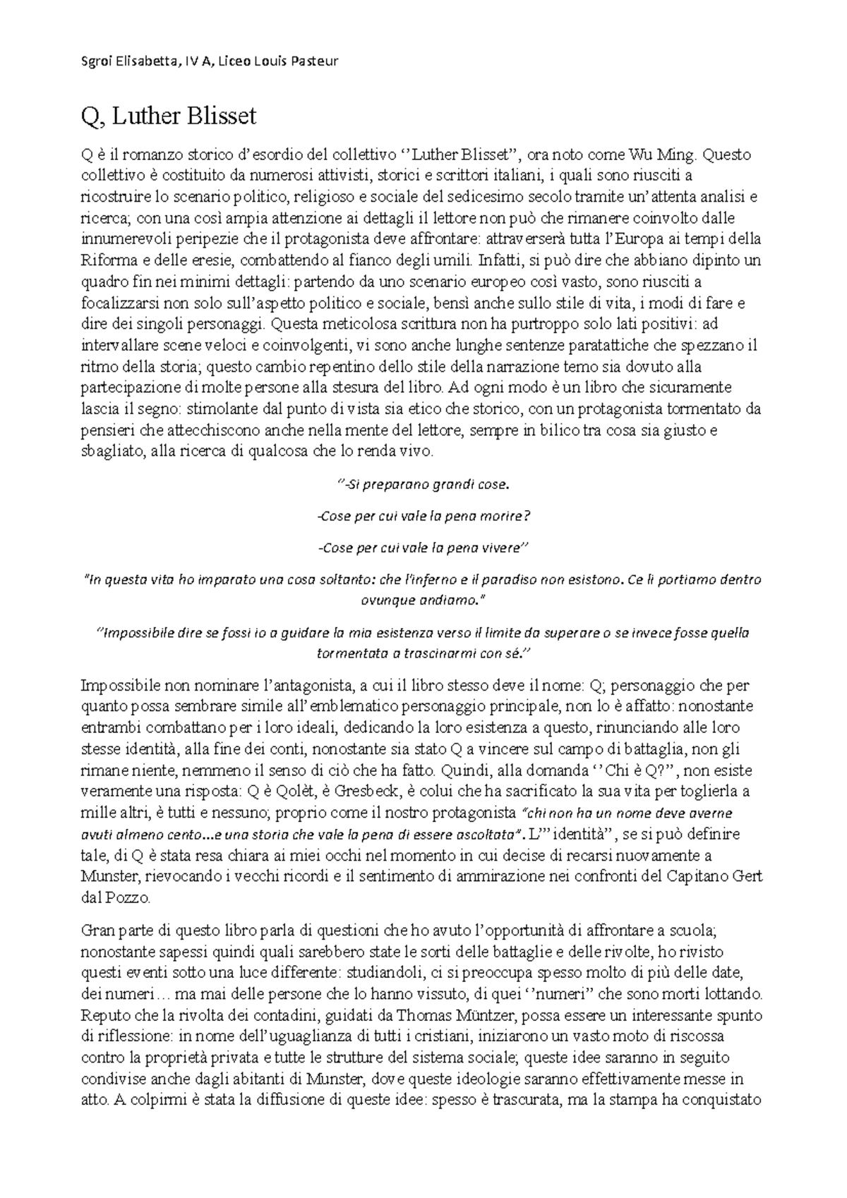 Q Luther Blisset - Sgroi Elisabetta, IV A, Liceo Louis Pasteur Q ...