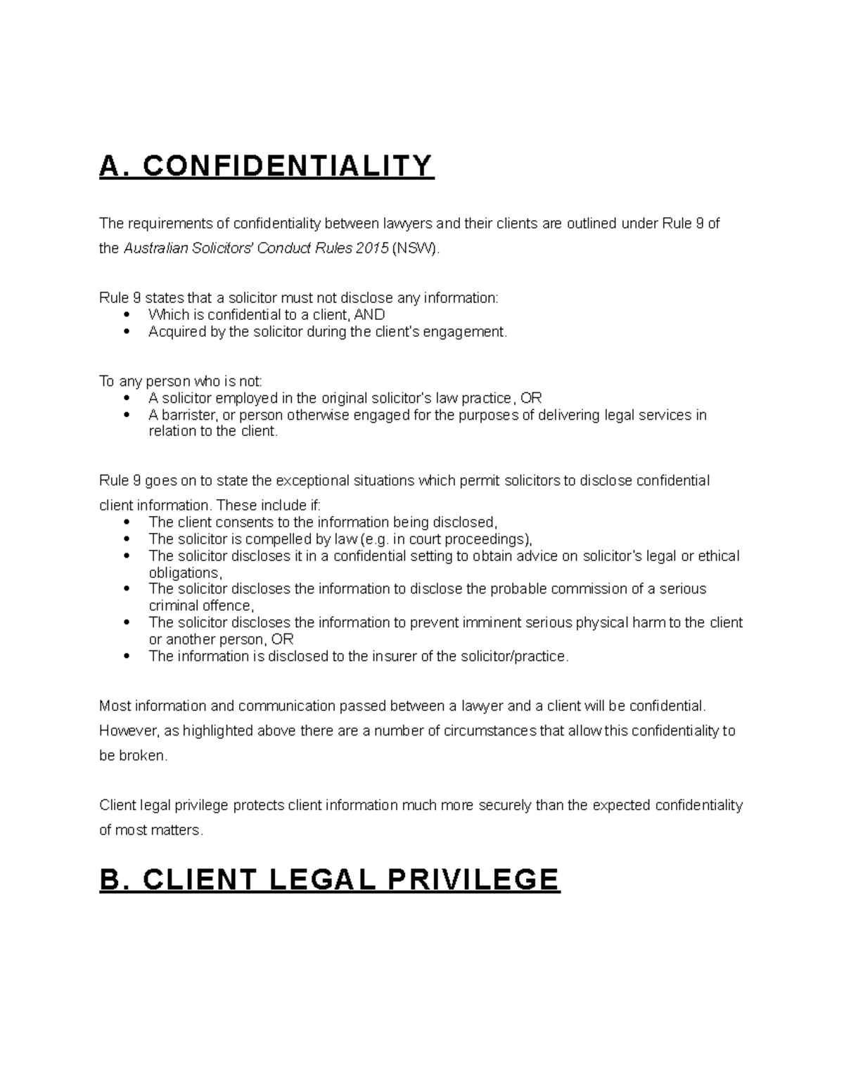 Confidentiality Aus - A. CONFIDENTIALITY The requirements of ...