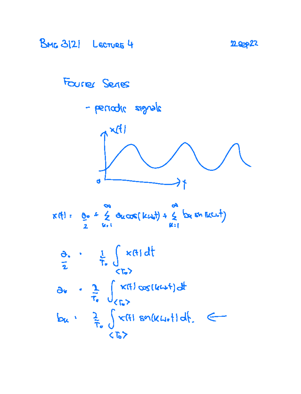 L04 Note About Fourier Series Representation Of Continuous Time Periodic Signals Bme 3121