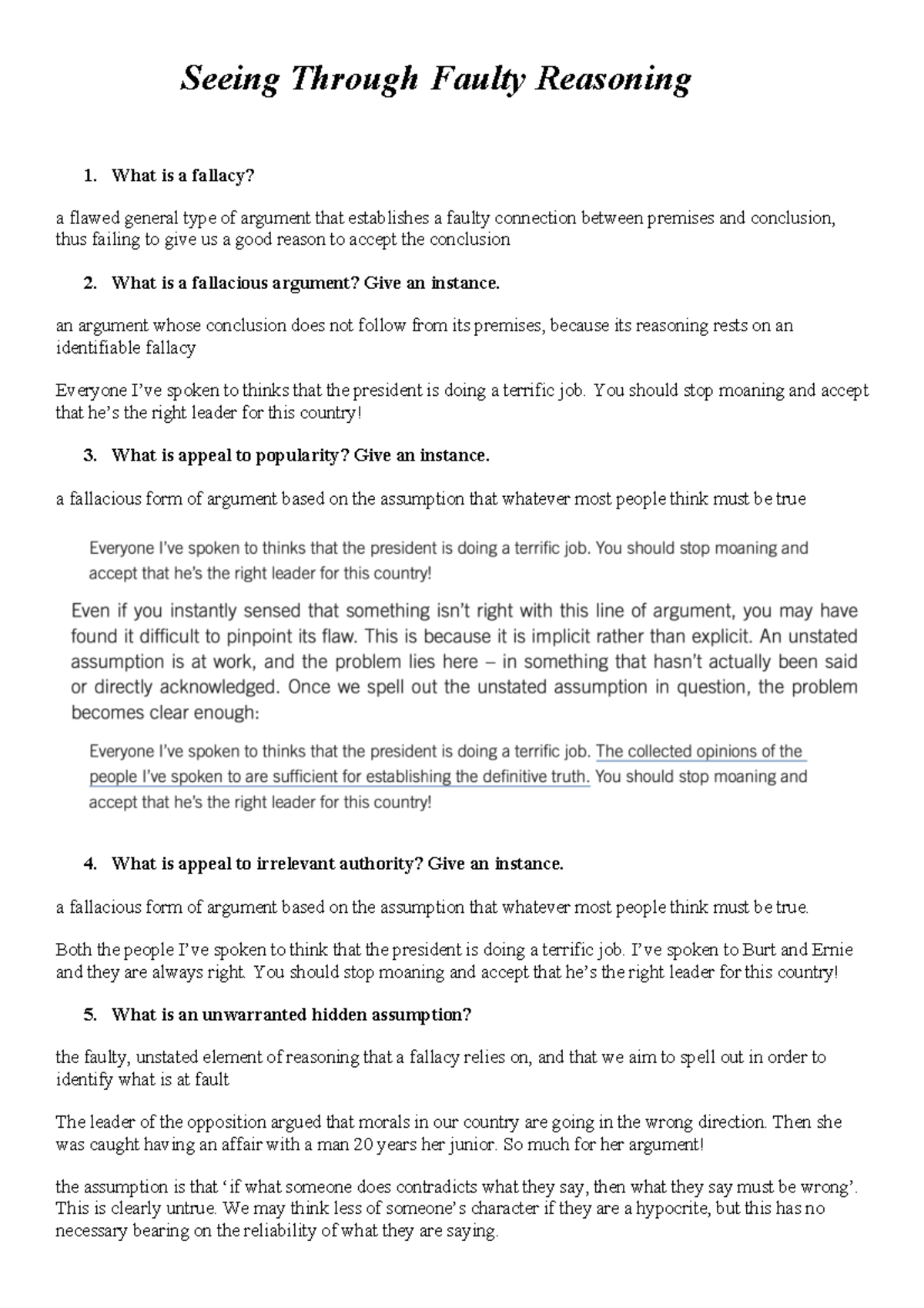 Critical Thinking Faulty Reasoning - Seeing Through Faulty Reasoning 1 ...