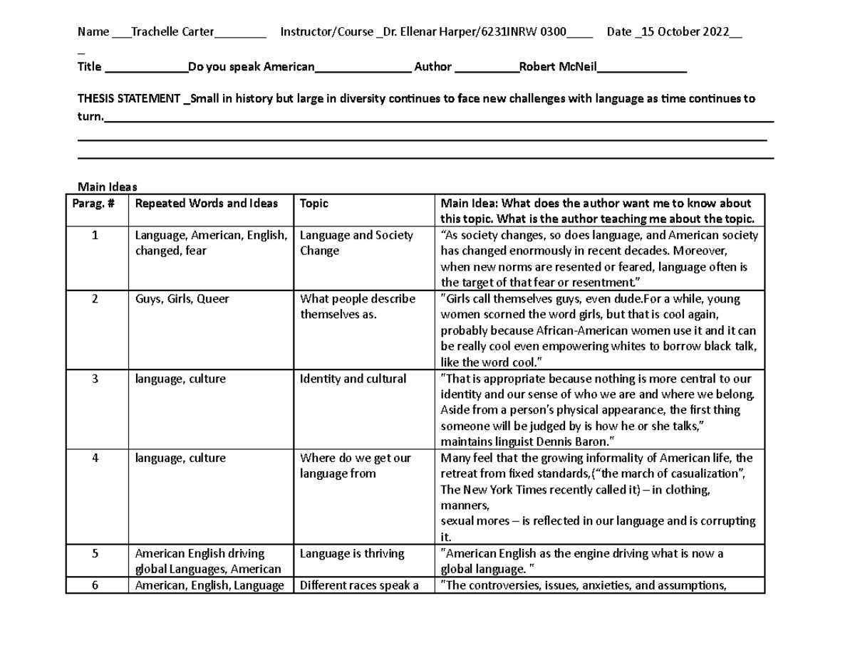 Harper E Lecture Series Main Ideas Assignment Sheet - _ Title Do you ...