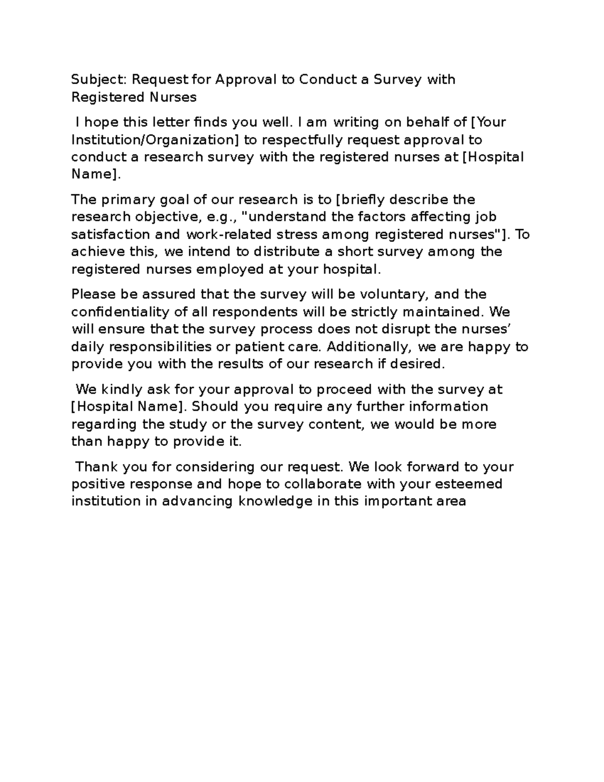 Letter Approval - Subject: Request for Approval to Conduct a Survey ...