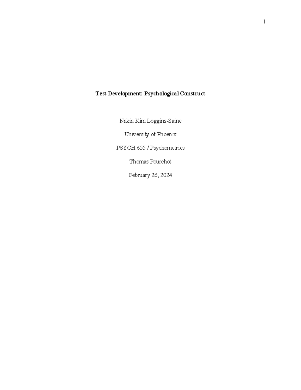 Test Development Psychological Construct - According to the National ...
