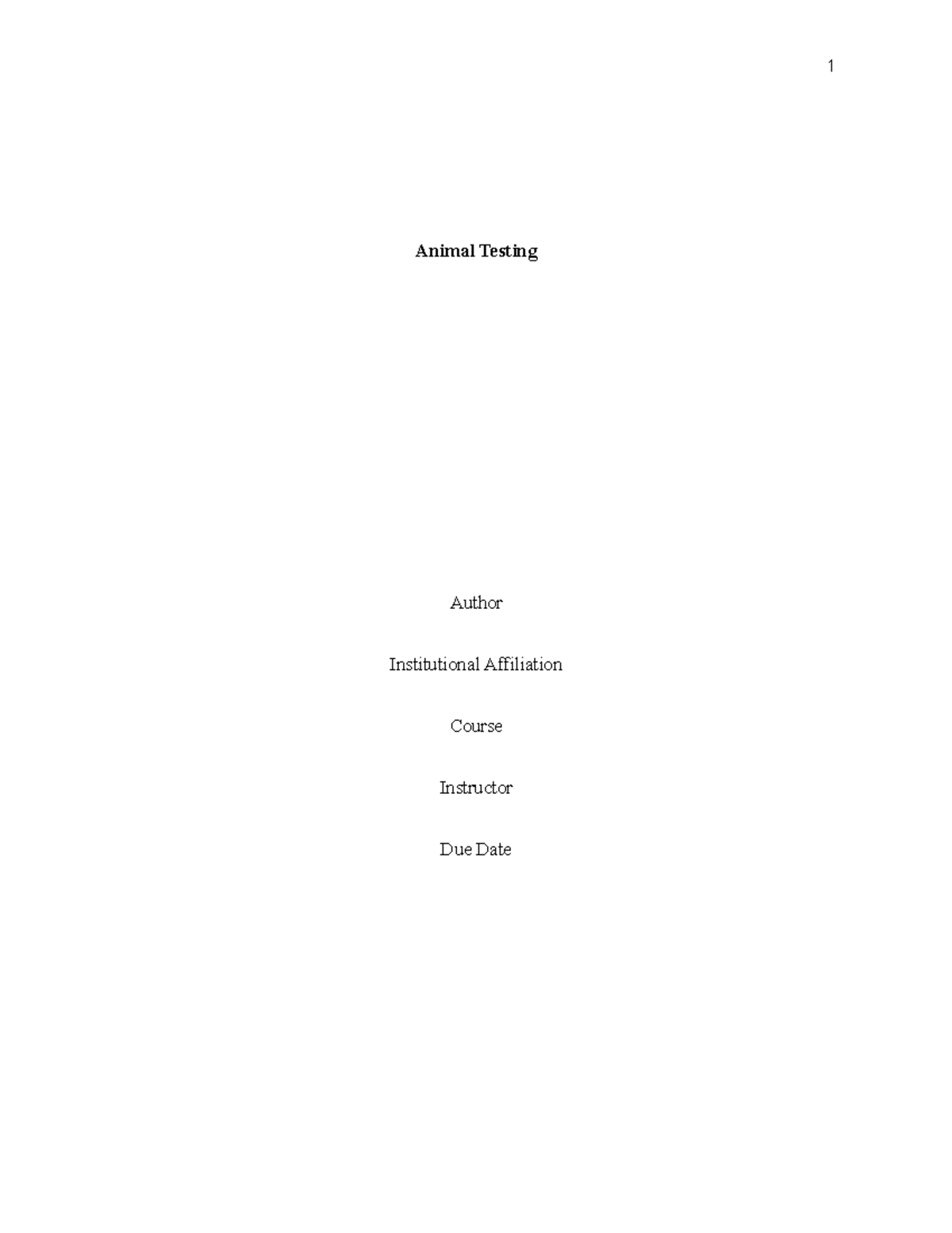 Animal Testing - Animal Testing Author Institutional Affiliation Course ...