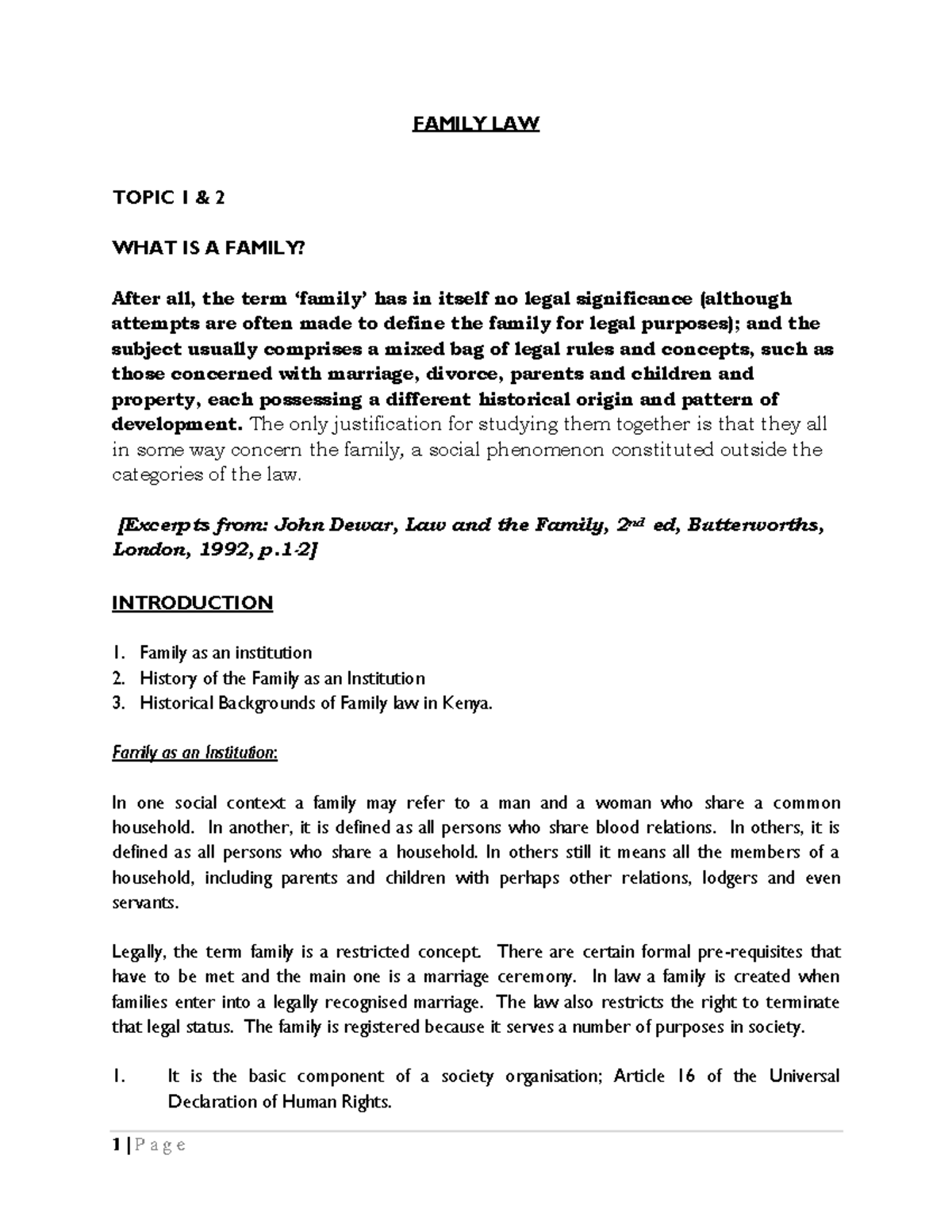 Lesson Concept OF Family - FAMILY LAW TOPIC 1 & 2 WHAT IS A FAMILY ...