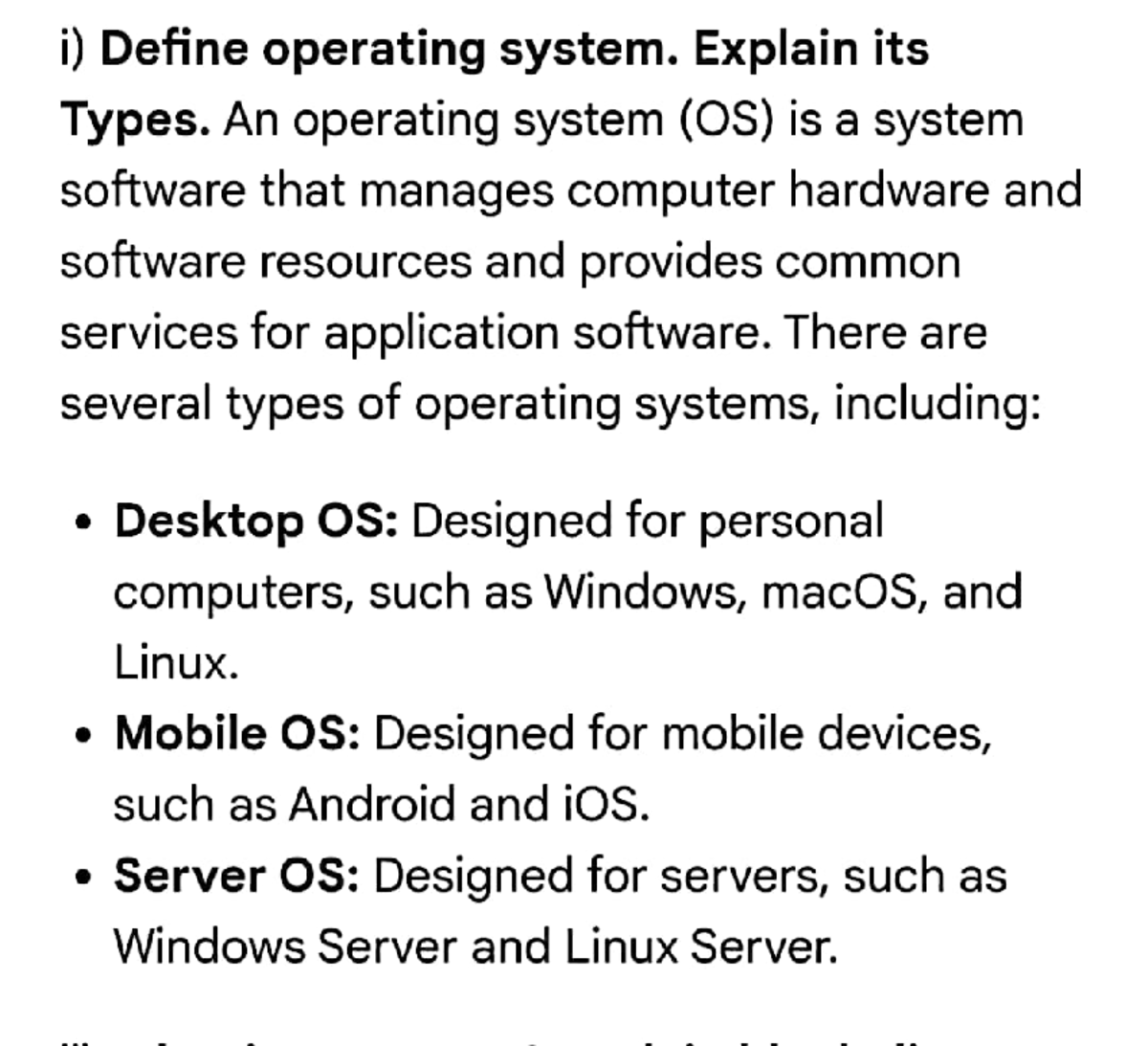 Adobe Scan 20-Apr-2024 - i) Define operating system. Explain its Types ...