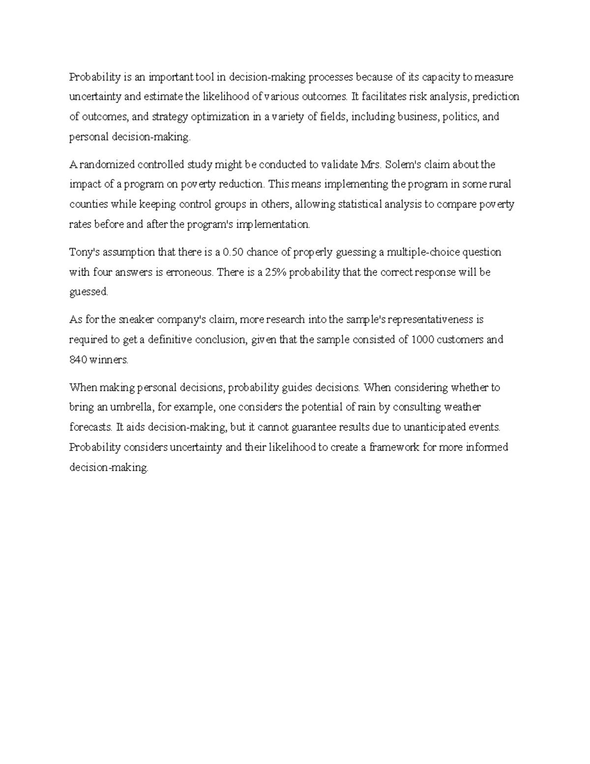 Unit 2 Reflection Probability - Probability is an important tool in ...