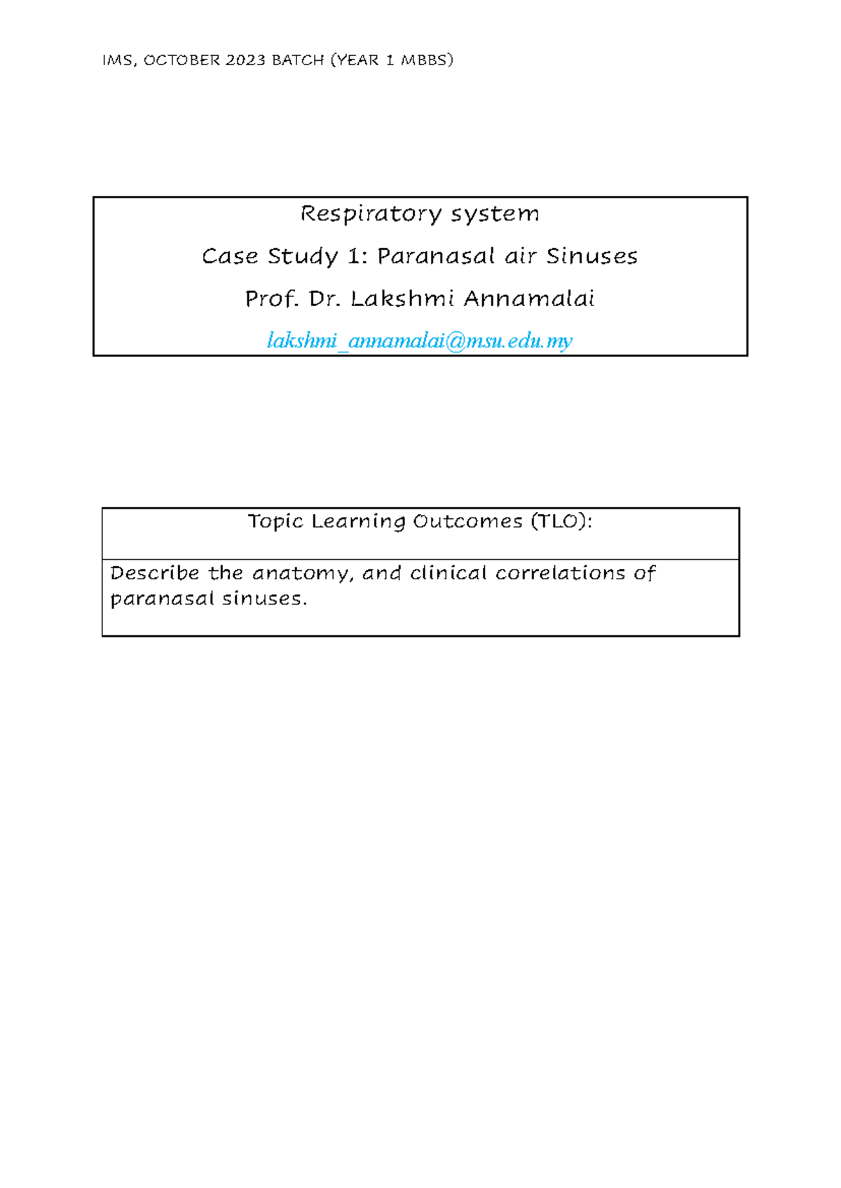 I am sharing 'Case study Paranasal air siuses' w 240126 104527 - Respiratory system Case Study 1 ...
