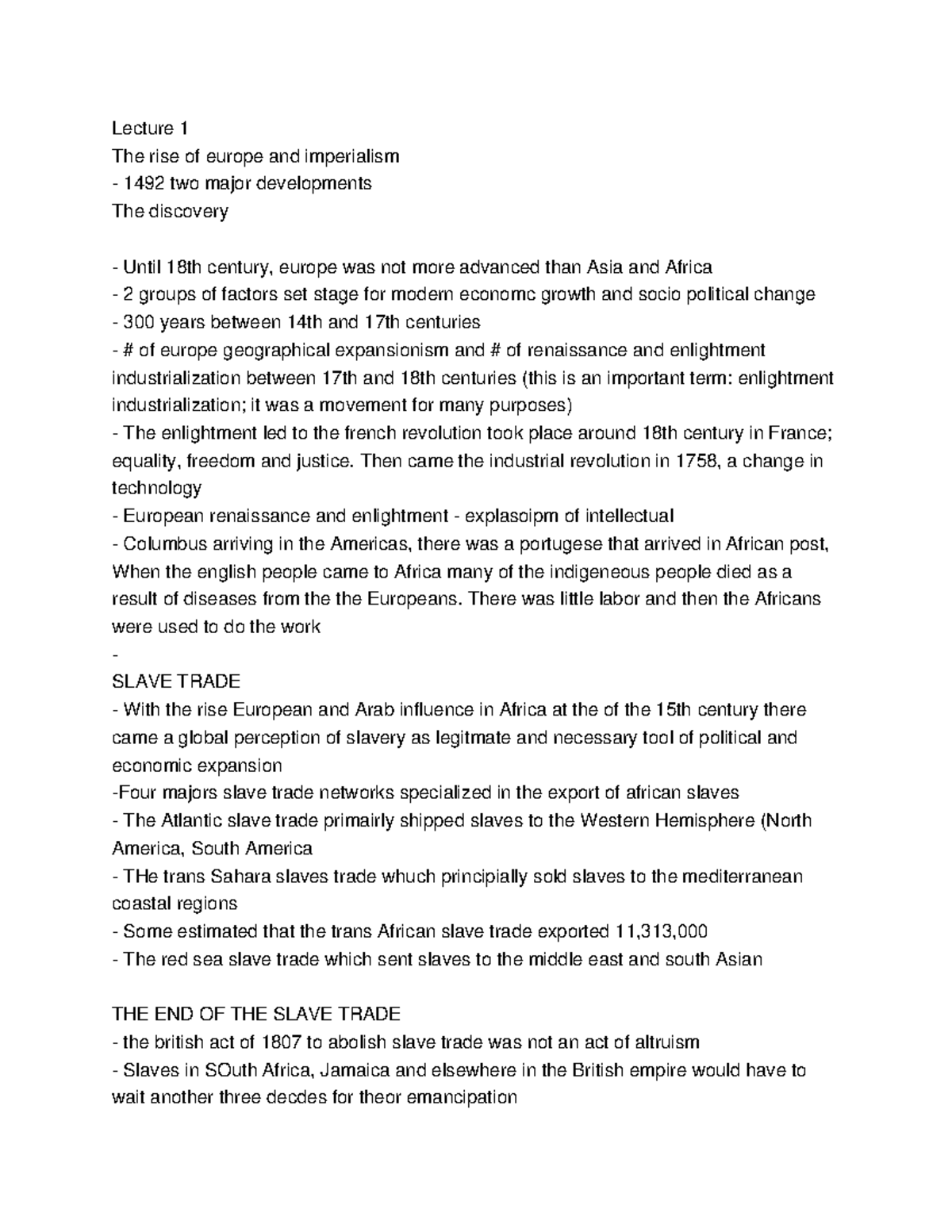 Pol301notessss - Lecture notes 1-6 - Lecture 1 The rise of europe and ...