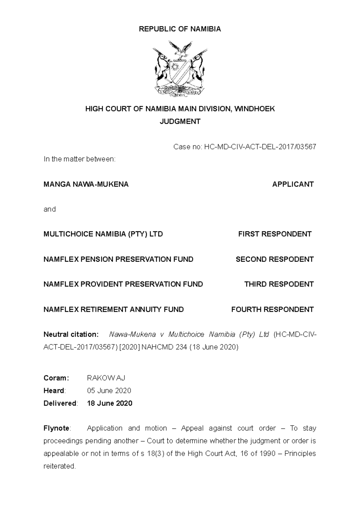 2020-nahcmd-301 - Caselaw - REPUBLIC OF NAMIBIA HIGH COURT OF NAMIBIA ...