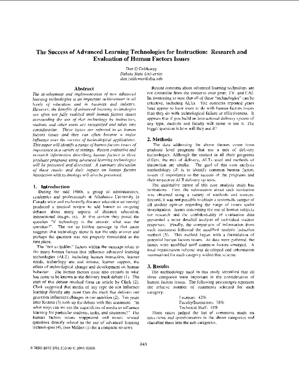 The success of advanced learning technologies for instruction re - The ...