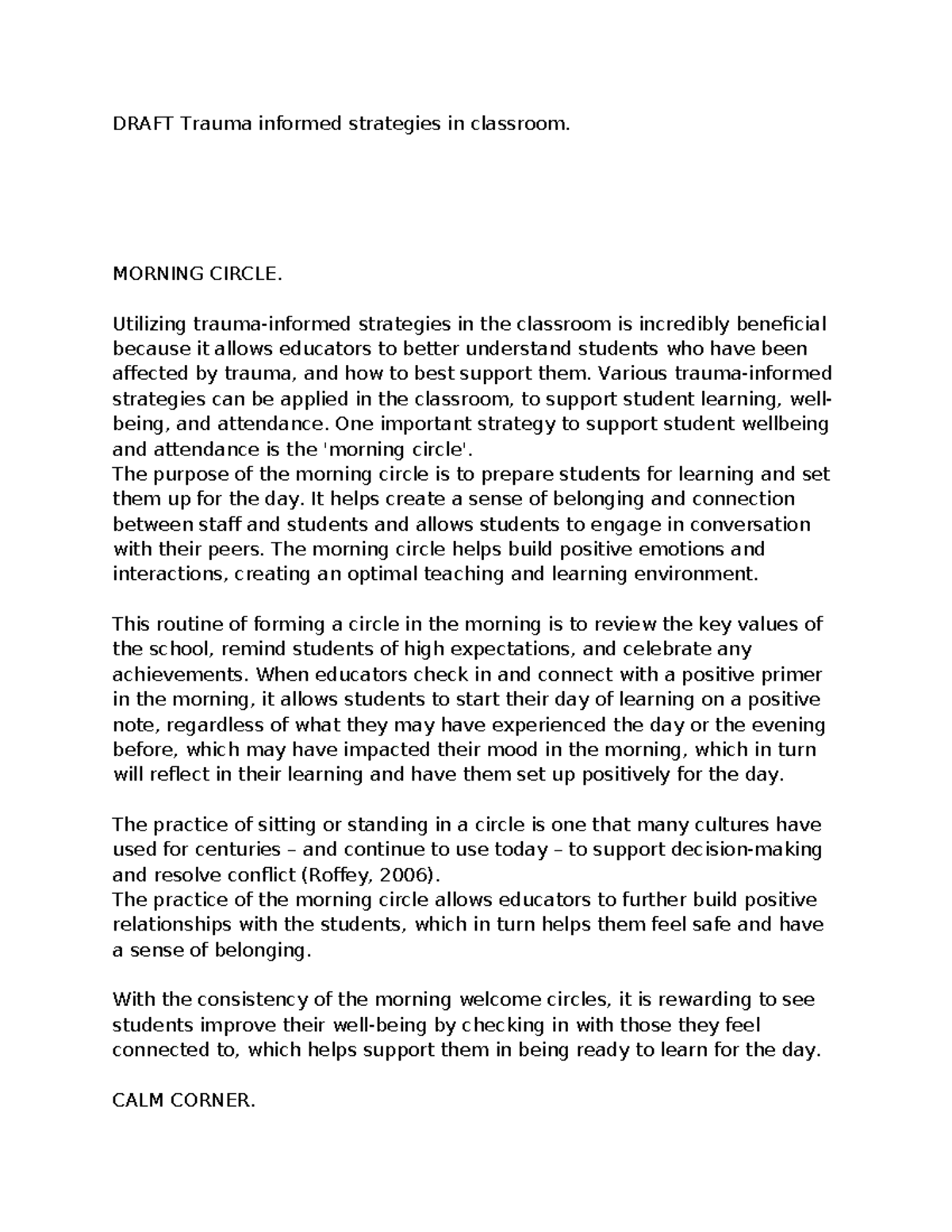 Assessment 5 Trauma informed strategies in classroom - Copy - DRAFT ...