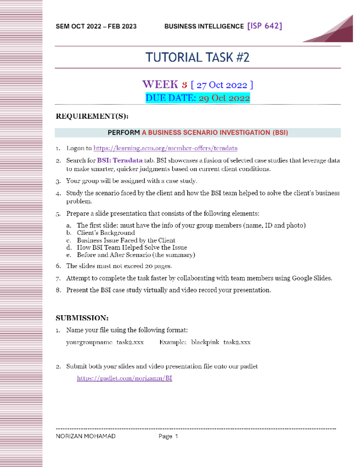 👥👥 [20224 ] ISP642 T5CS2705B - Computer Science - UiTM - Studocu