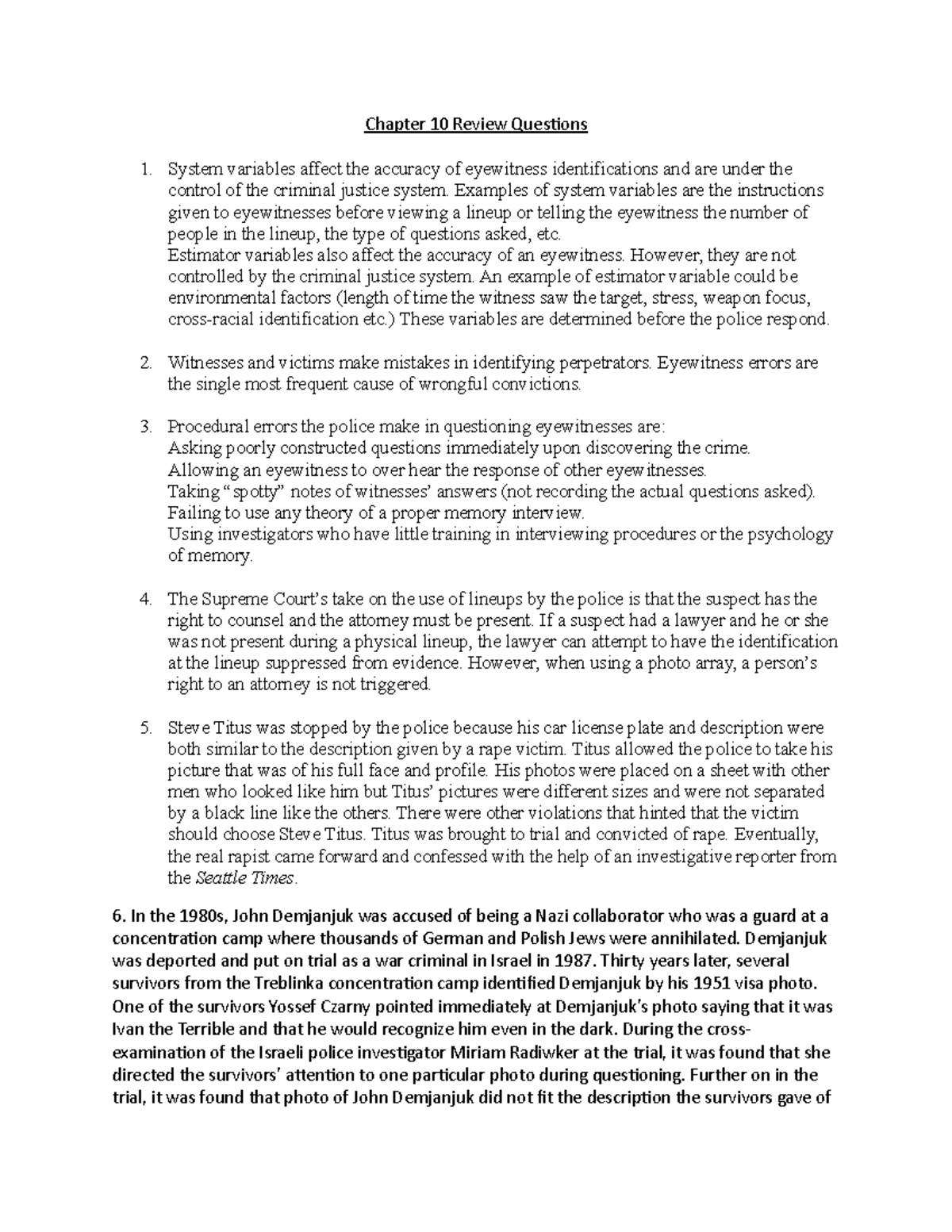 Chapter 10 Review Questions - Chapter 10 Review Questions System ...
