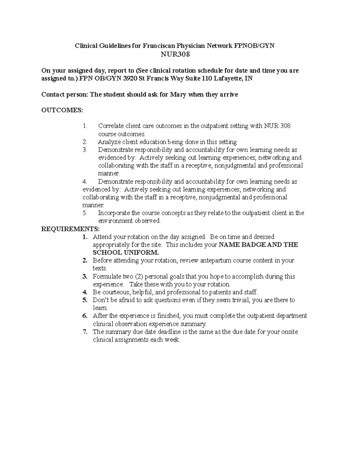 Clinical Guidelines for FPN OB GYN - Clinical Guidelines for Franciscan ...