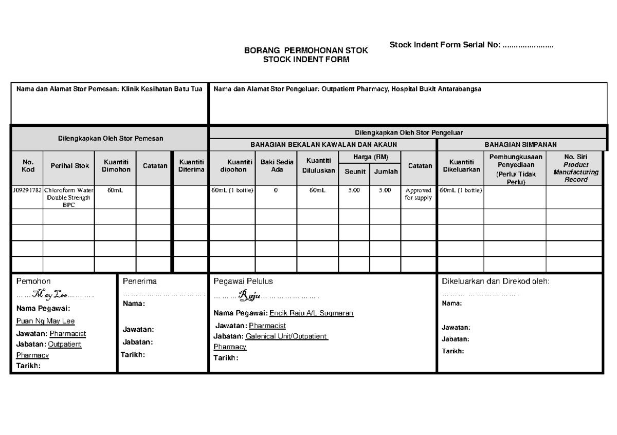 (Worksheet) Practical 3- Chloroform Water - BORANG PERMOHONAN STOK ...