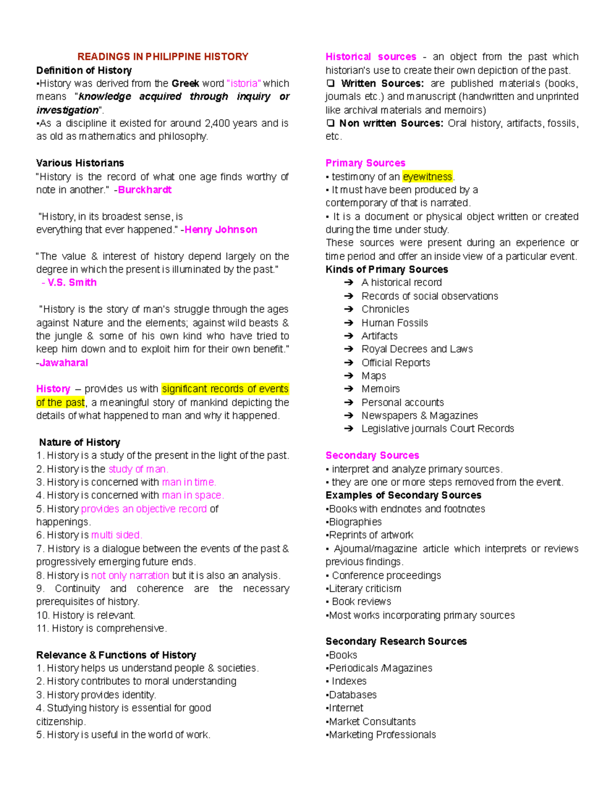 RIPH Prelims - Prelim notes only - READINGS IN PHILIPPINE HISTORY ...