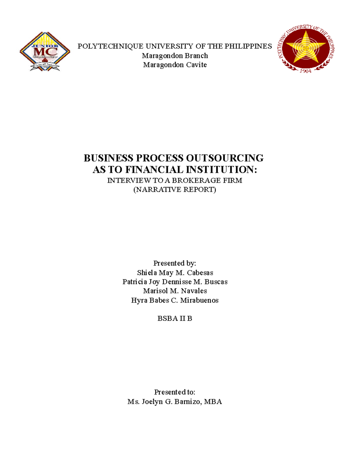 Interview-BPO - This is a narrative report about an interview we've ...