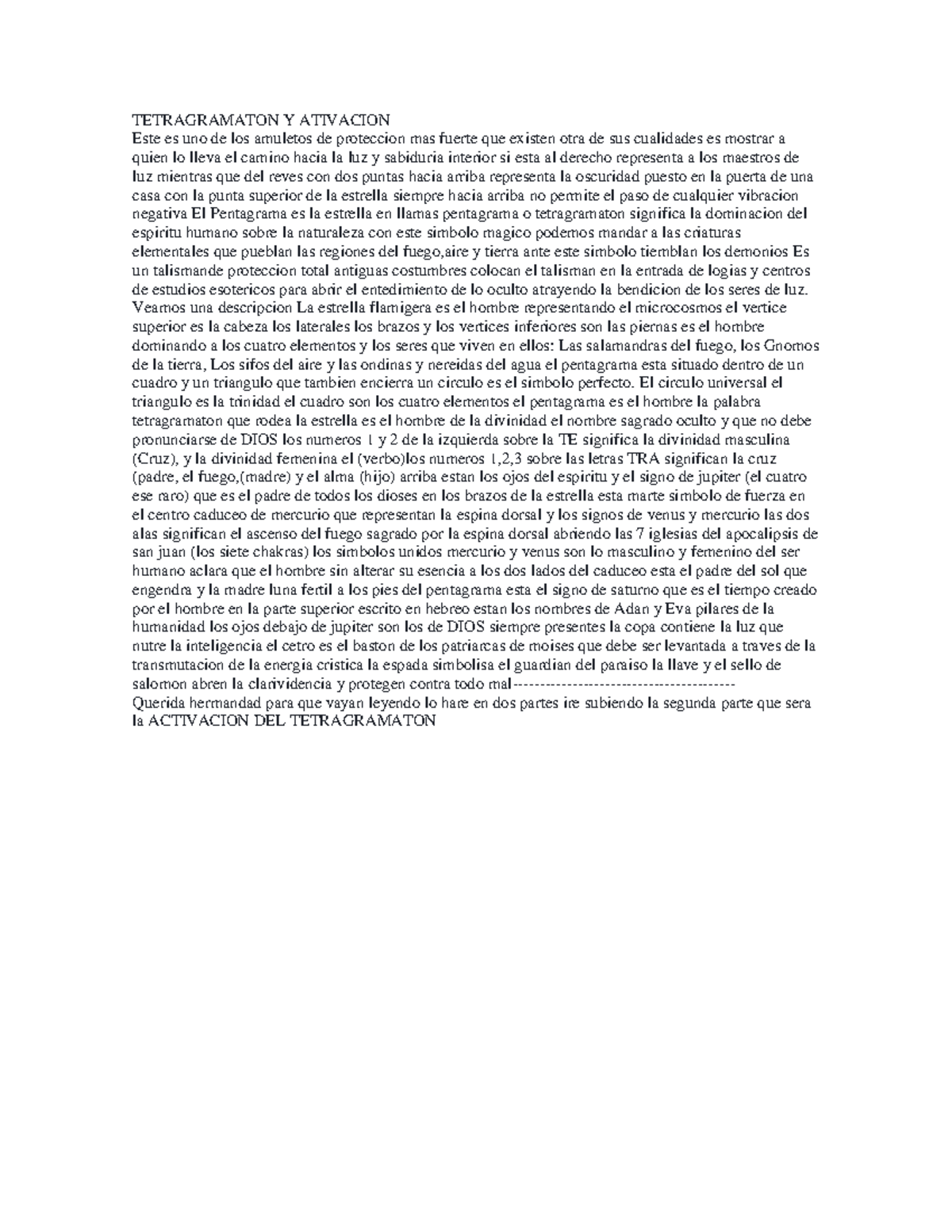 Activación Tetragrammaton - TETRAGRAMATON Y ATIVACION Este es uno de ...