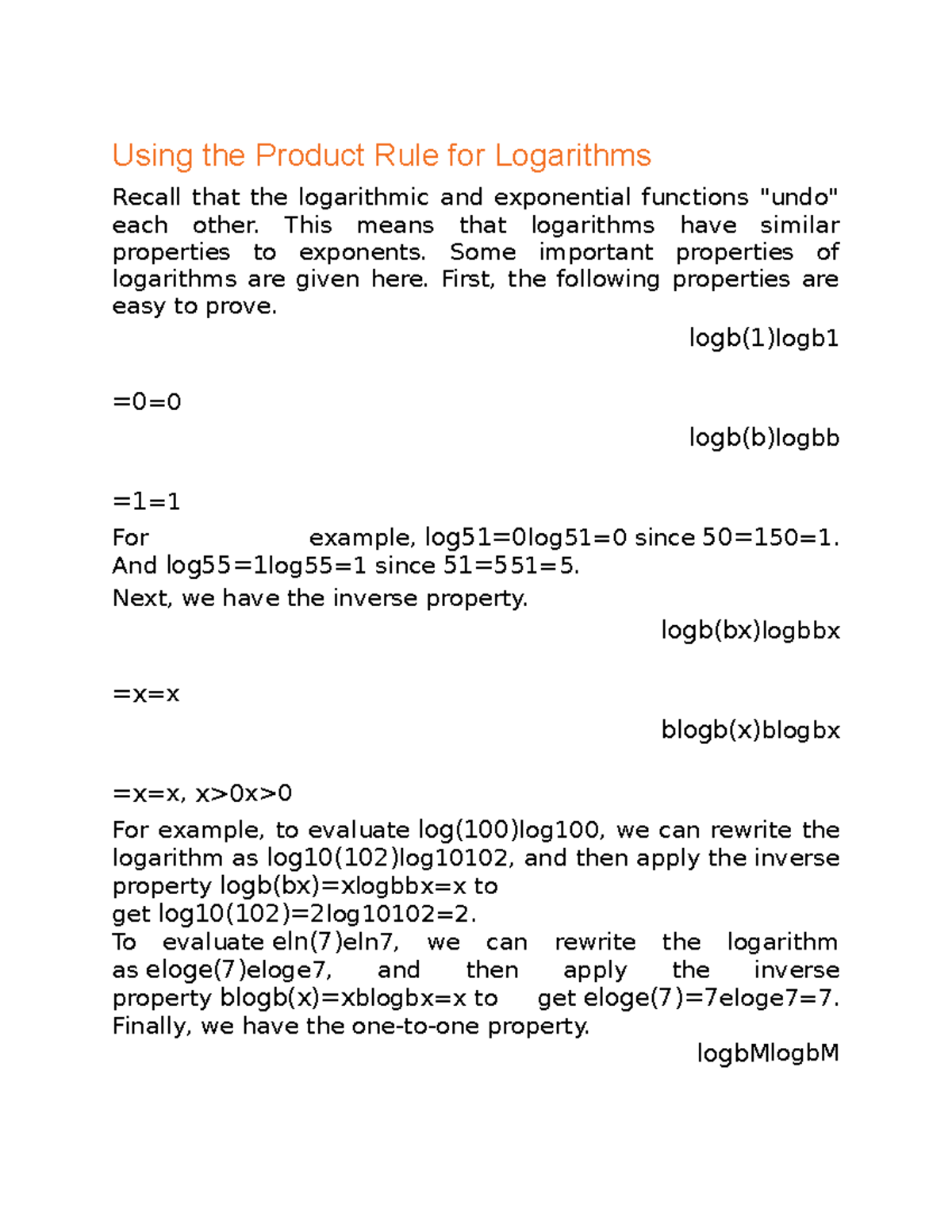 3-2 Reading and Participation Activities Logarithmic Properties - Using ...