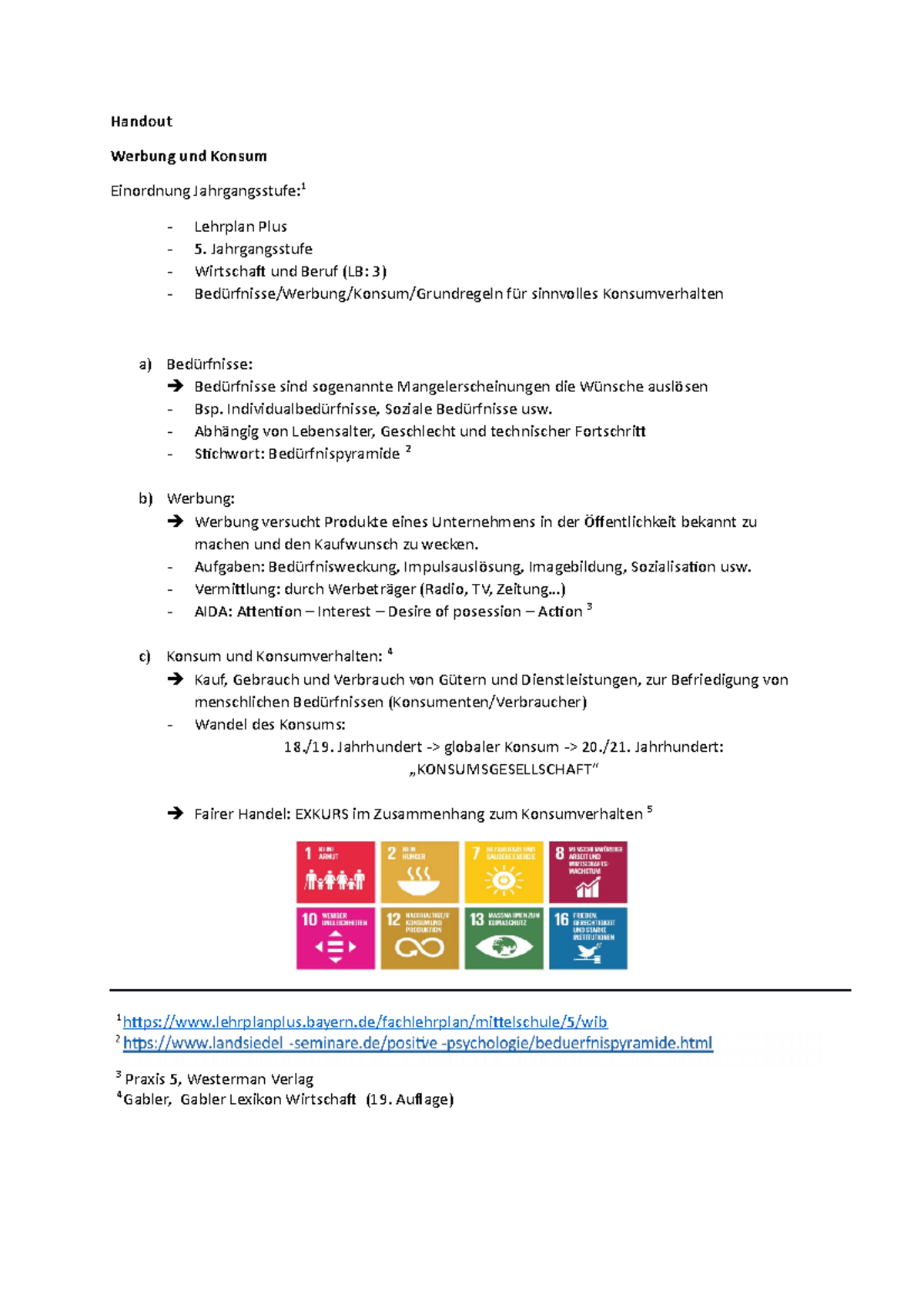 Handout AWT - Referat Thema Werbung - Handout Werbung und Konsum ...