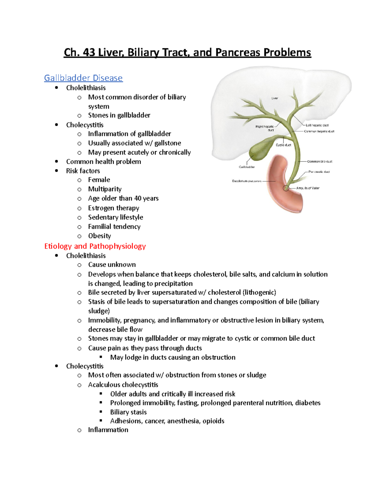 Ch. 43 Liver, Biliary Tract, and Pancreas Problems - Ch. 43 Liver ...