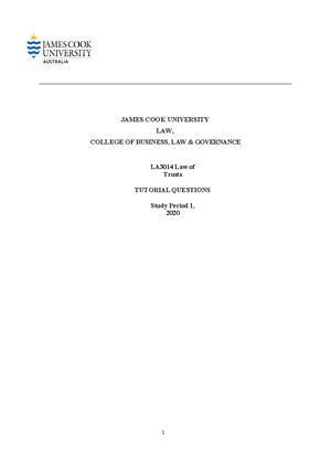 Tutorials and Ans - outline - LA2016 LAND LAW 2 TUTORIALS TUTORIAL 1 QUESTION 3 Discuss how the ...