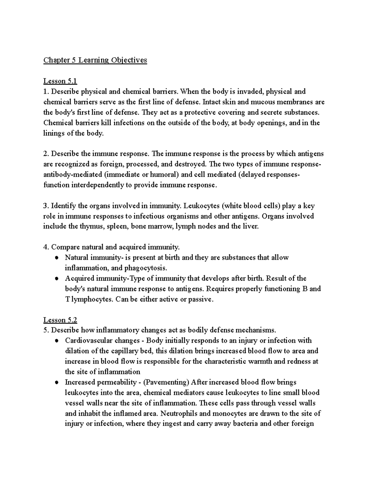 Copy of Learning Objectives - Chapter 5 Learning Objectives Lesson 5 ...