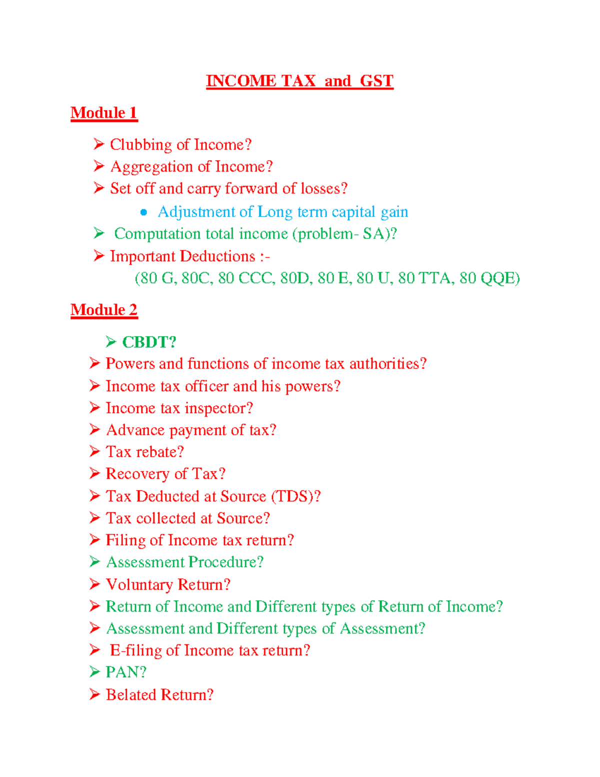 Income TAX and GST NEW - INCOME TAX and GST Module 1 Clubbing of Income ...