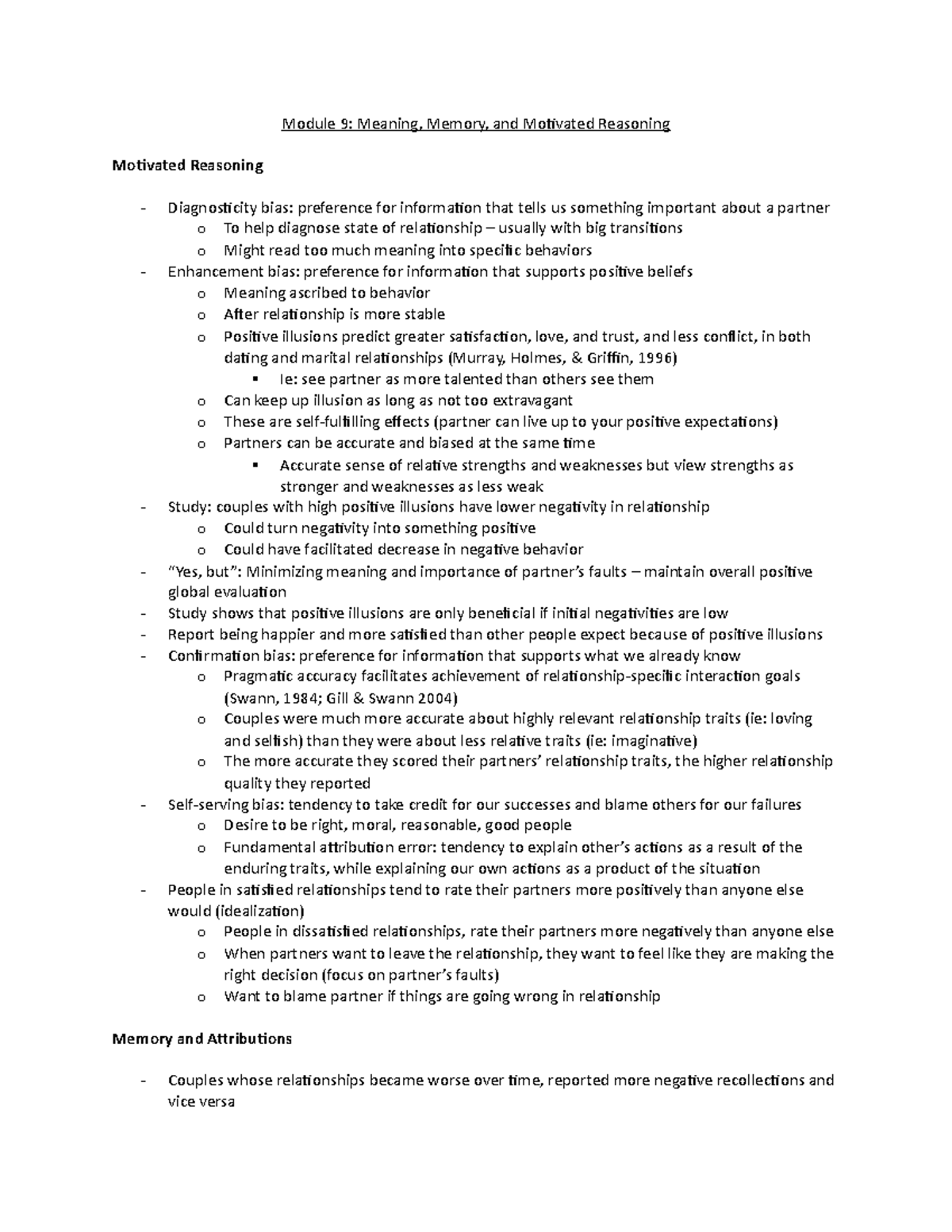 Module 9 - Lecture notes 9 - Module 9: Meaning, Memory, and Motivated ...