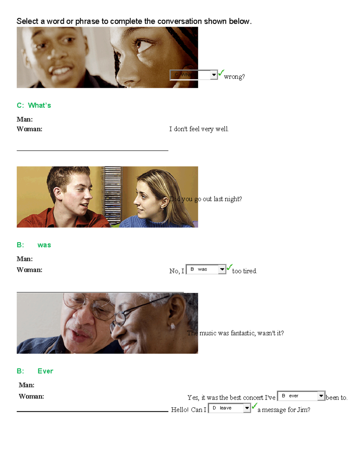 oxford placement test - Select a word or phrase to complete the ...