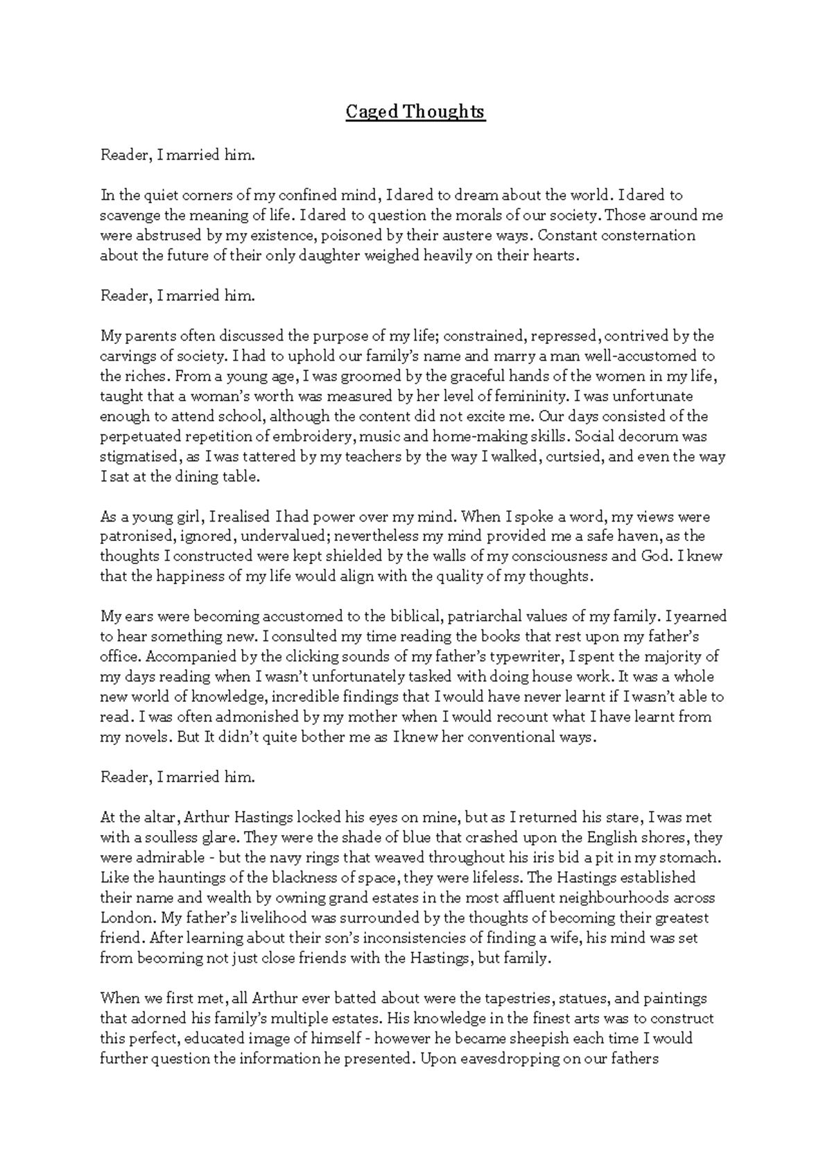 Caged thoughts - my first extension task idk how i got 30/35 for this ...