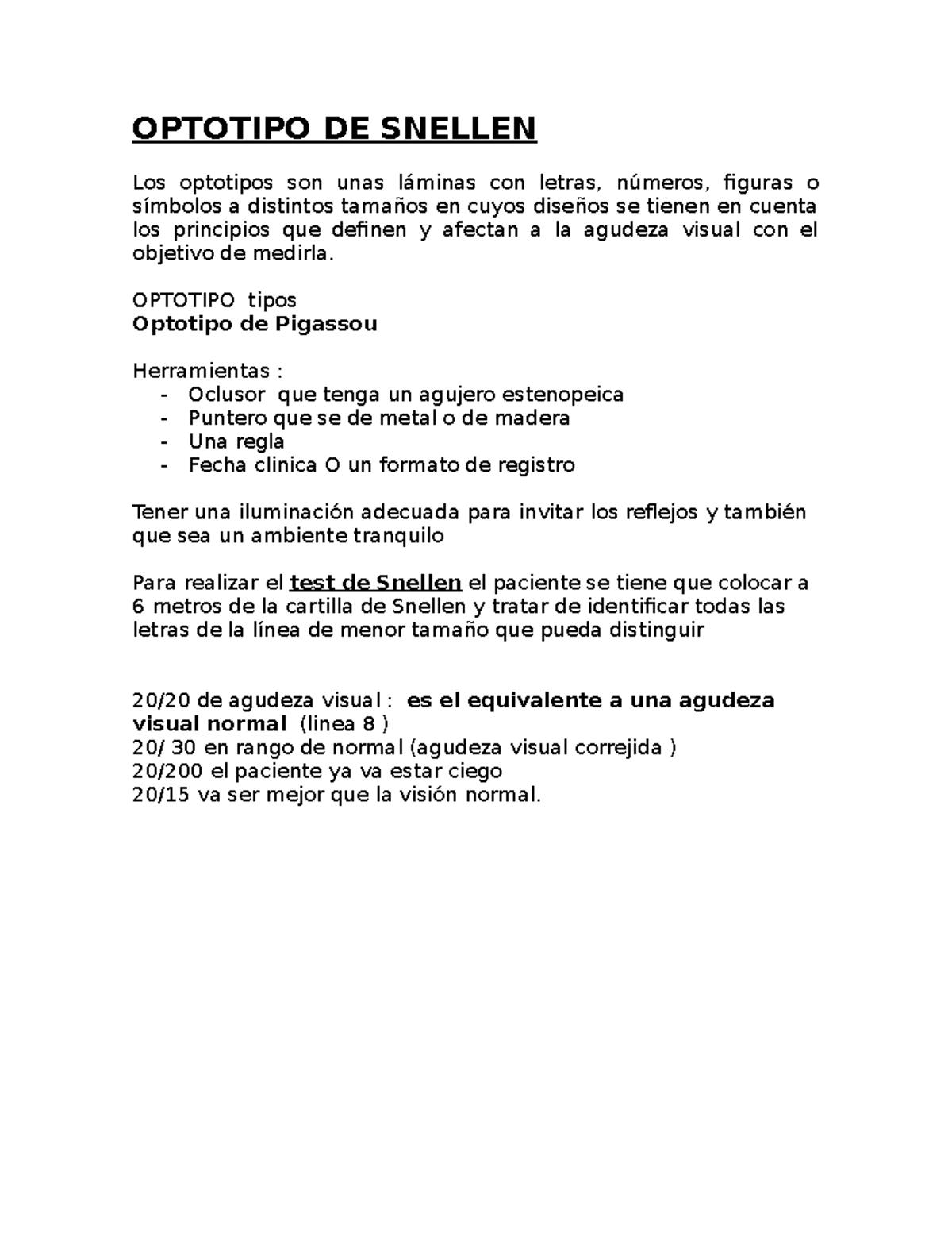 Optotipo de snellen - OPTOTIPO DE SNELLEN Los optotipos son unas ...