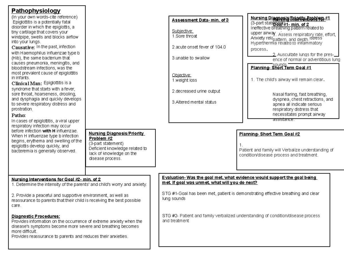 NUR 215 Basic Concept Map 1 - Nursing Diagnosis/Priority Problem # (3 ...