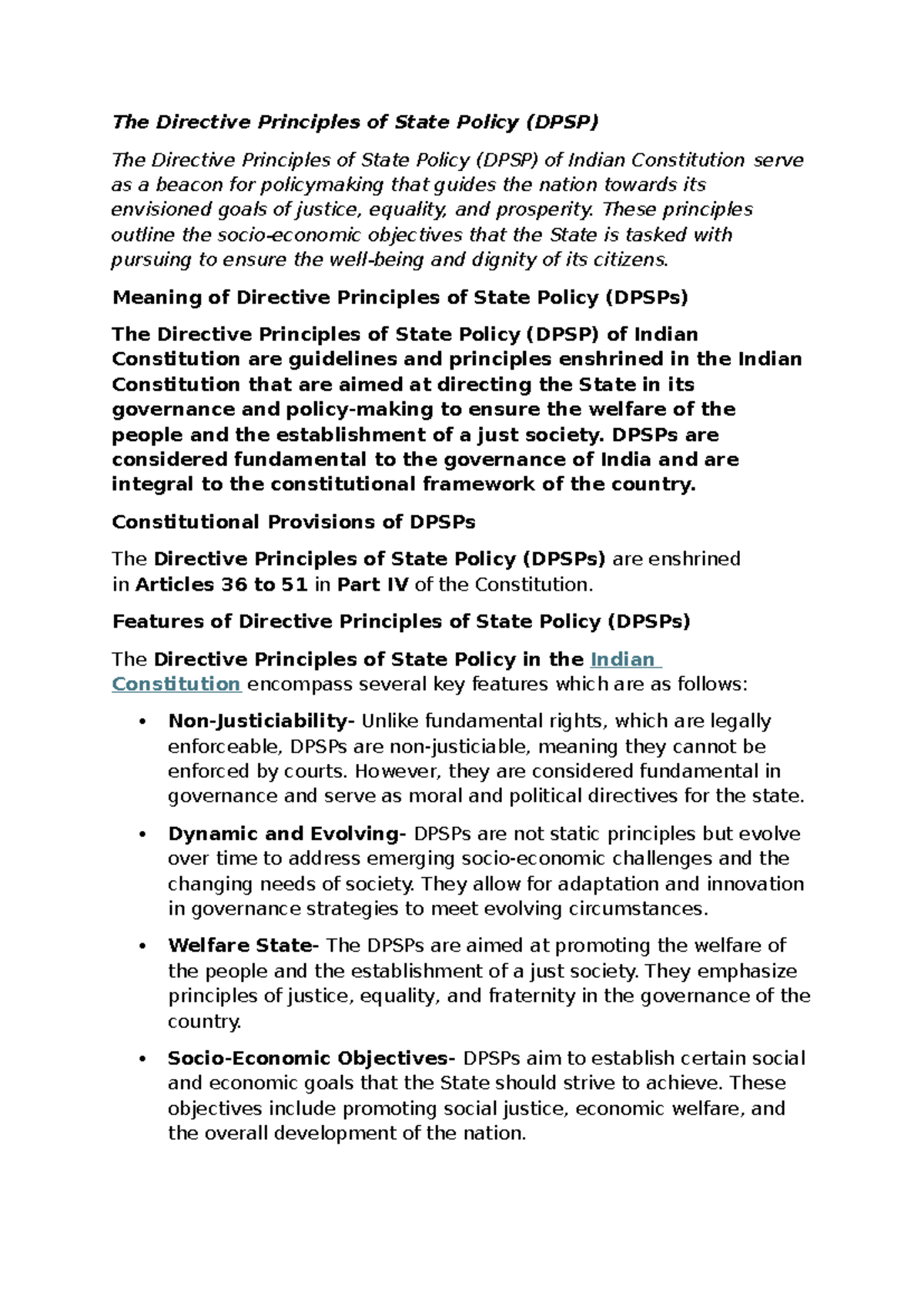 The Directive Principles of State Policy 04 - These principles outline ...