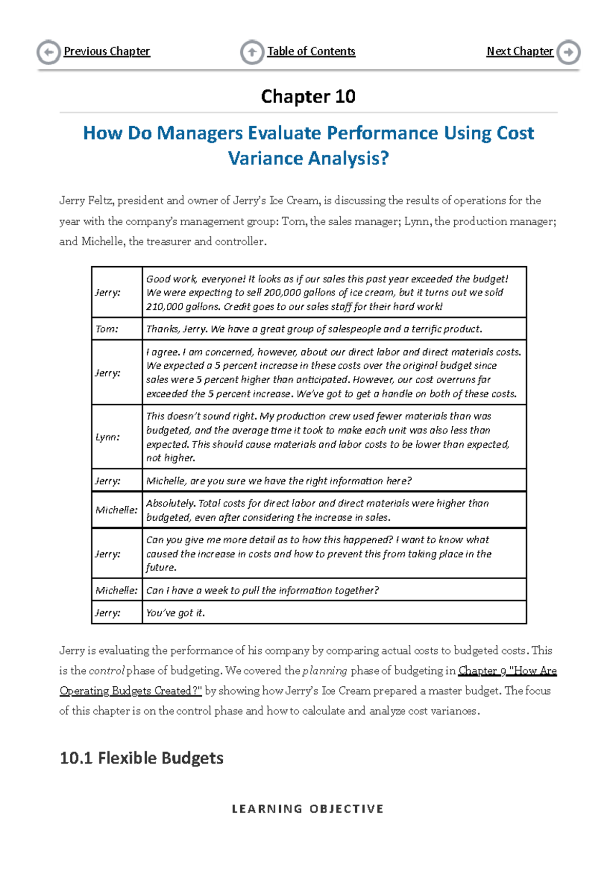 How Do Managers Evaluate Performance Using Cost Variance Analysis - ####### Previous Chapter ...