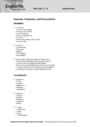 Soluciones Grammar BANK Student BOOK - Student’s Book Answer Key 1A ...