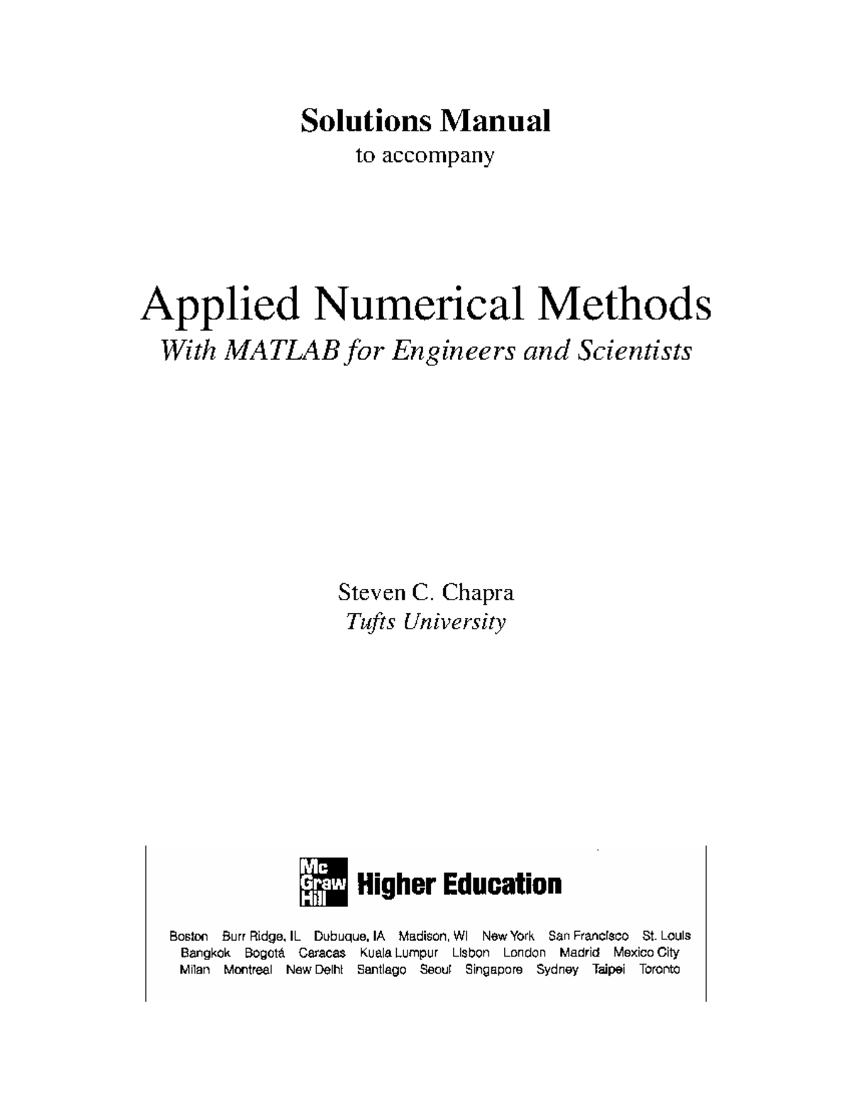 Solutions Manual to accompany Applied Numerical Methods - Solutions ...