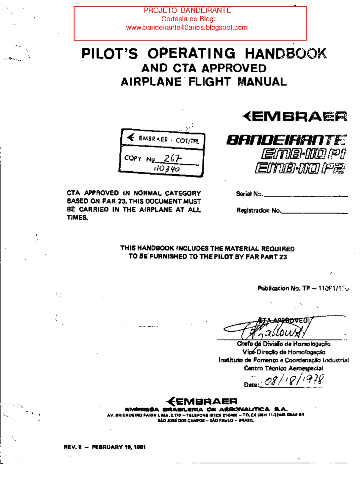 Pilots operating handbook emb110p - Aircraft Maintenance Technology ...
