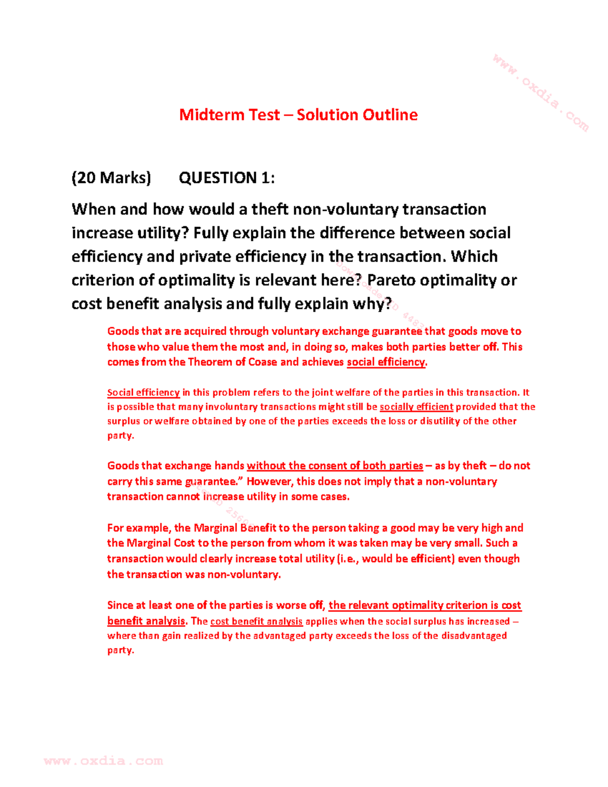 midterm solution - Midterm Test ʹ Solution Outline (20 Marks) QUESTION ...