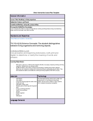 LVM1 TASK 2 Disciplinary Writing - Direct Instruction Lesson Plan ...