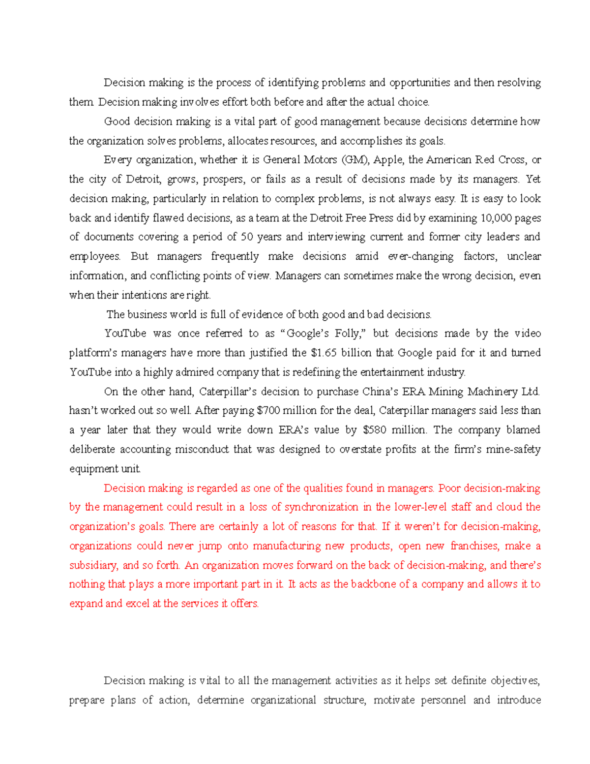 Decision - just for studying - Decision making is the process of ...