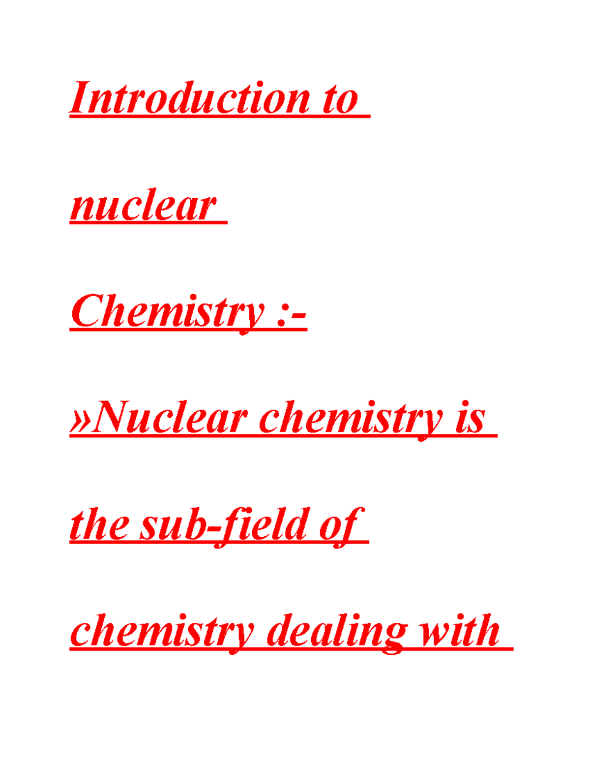 Nuclear pdf - Useful - Introduction to nuclear Chemistry :- »Nuclear ...