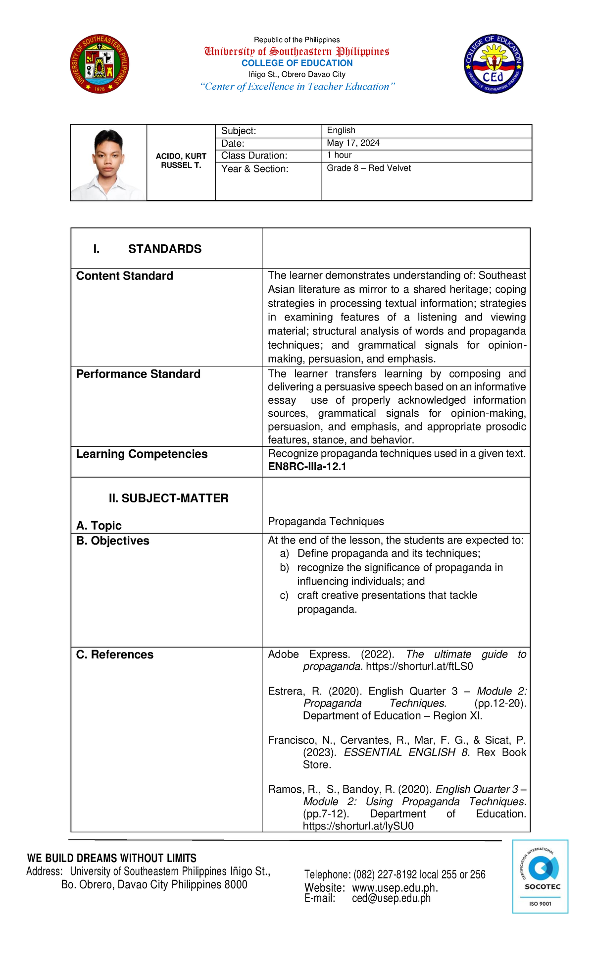 Lesson Plan on Propaganda Techniques - WE BUILD DREAMS WITHOUT LIMITS ...