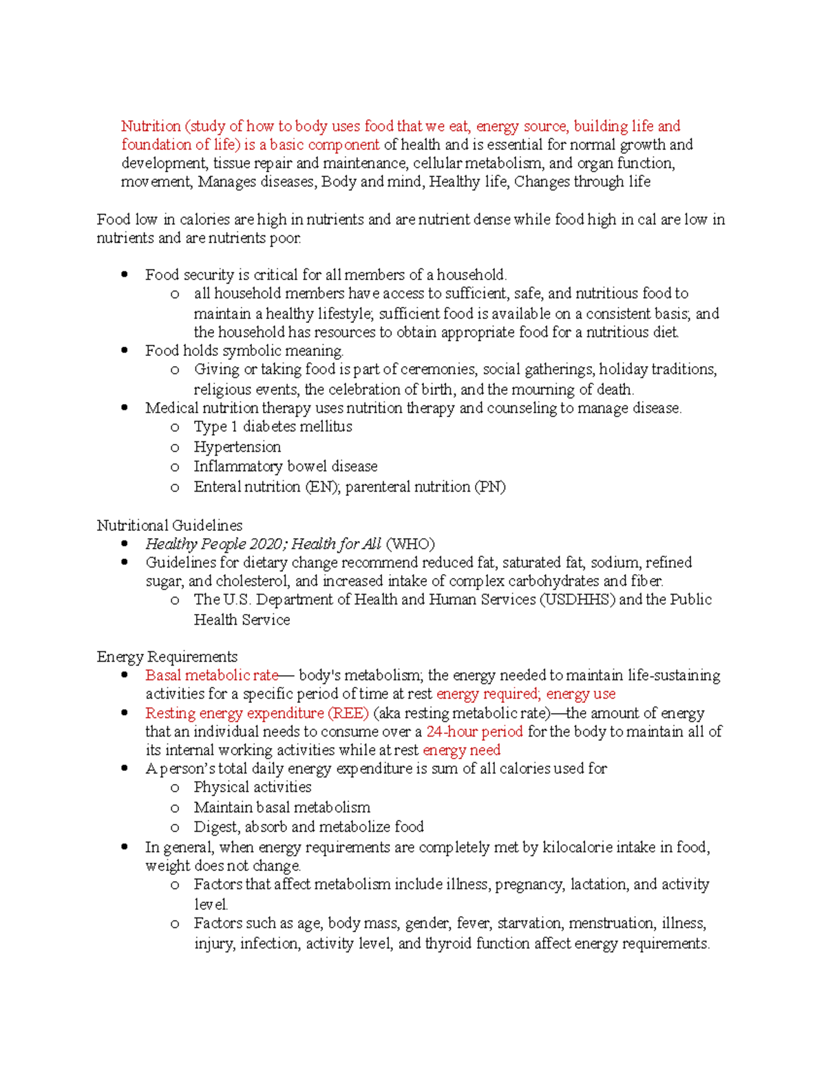 Notes Nutrition Chapter 44 Fund of Nurisng - Nutrition (study of how to ...