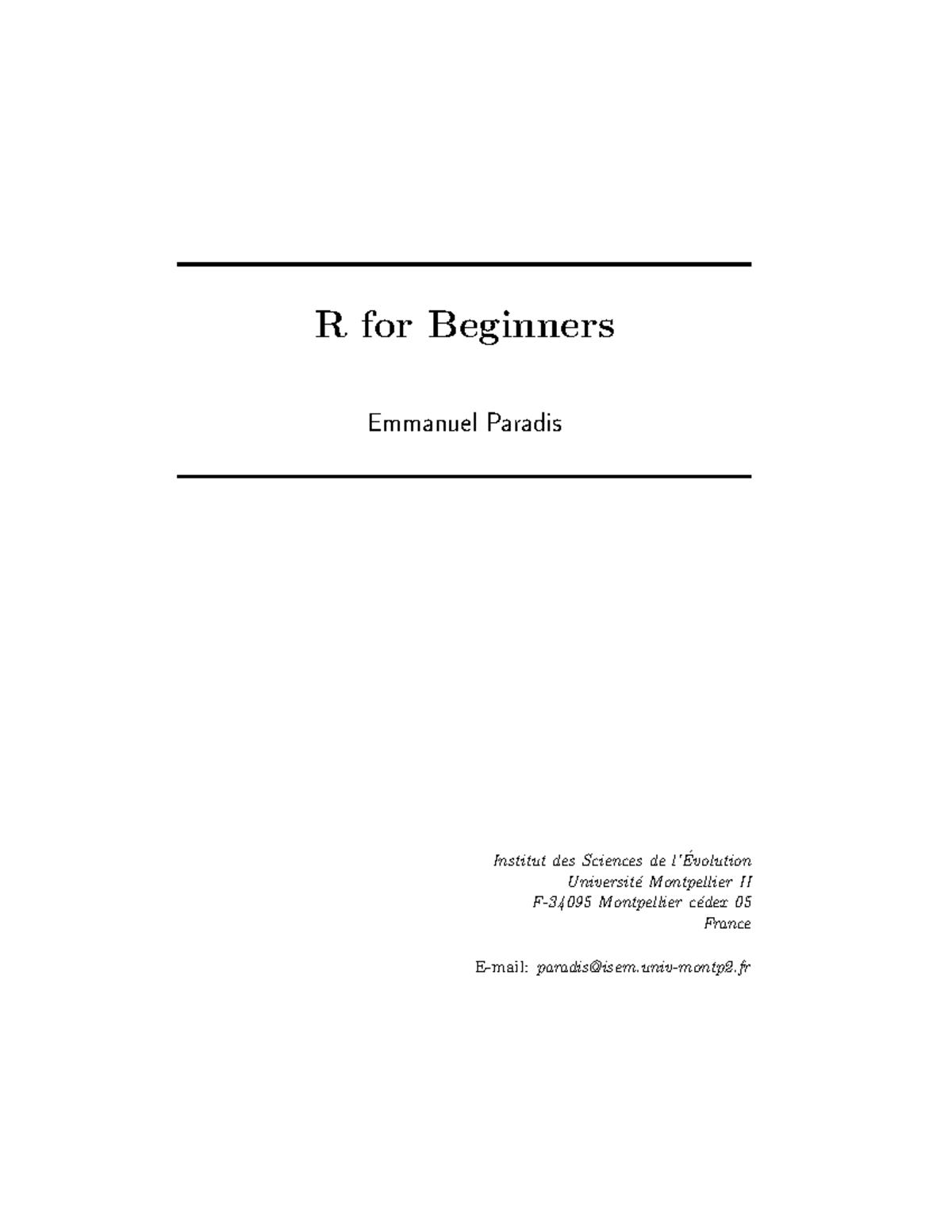 Paradis-rdebuts en - r studio programming help - R for Beginners Emmanuel Paradis Institut des ...