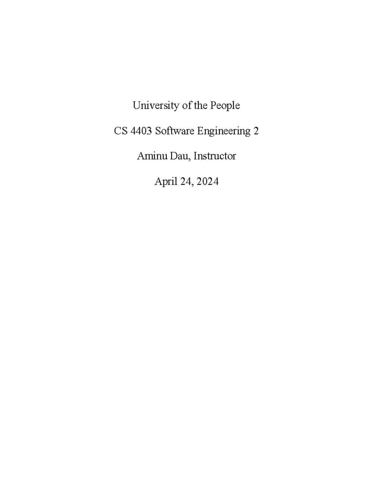 Learning Journal 2 - University of the People CS 4403 Software Engineering 2 Aminu Dau ...