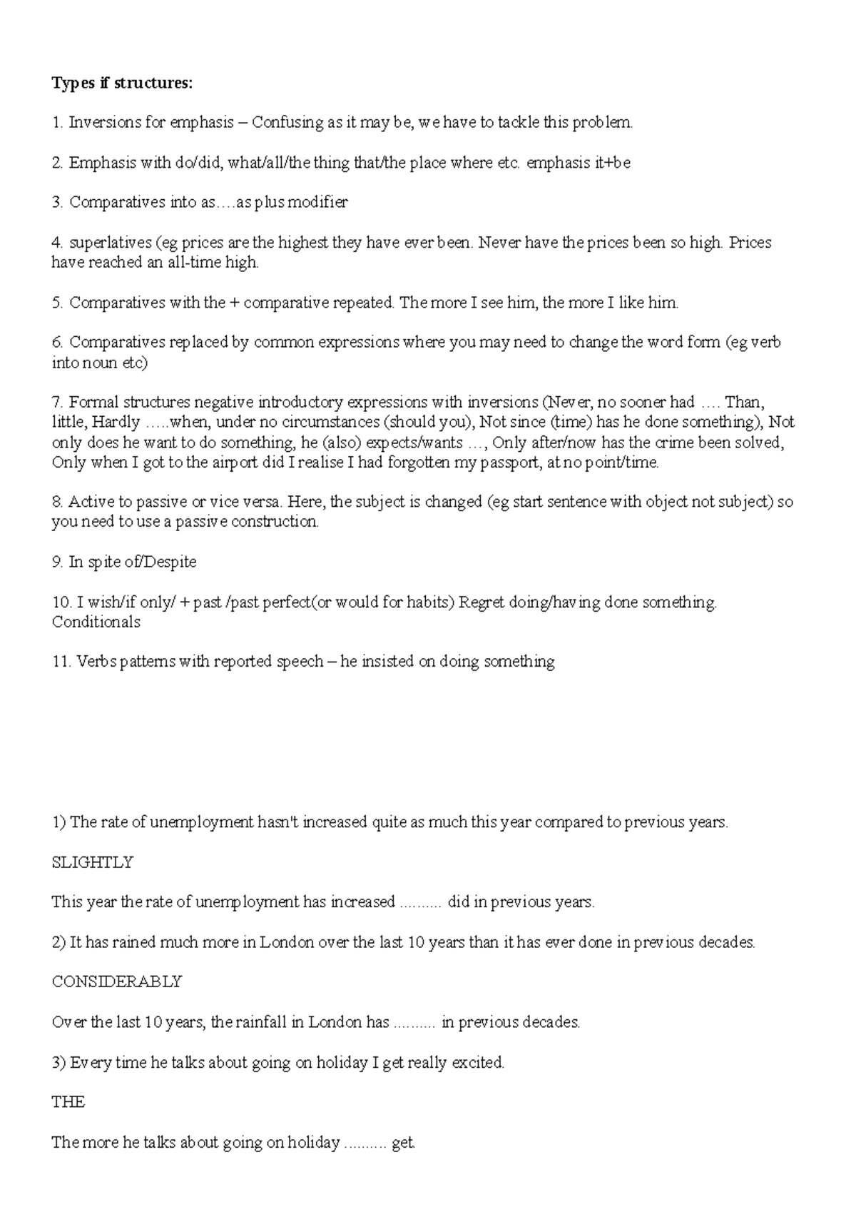 Types if structures - Esercitazioni - Types if structures: Inversions ...