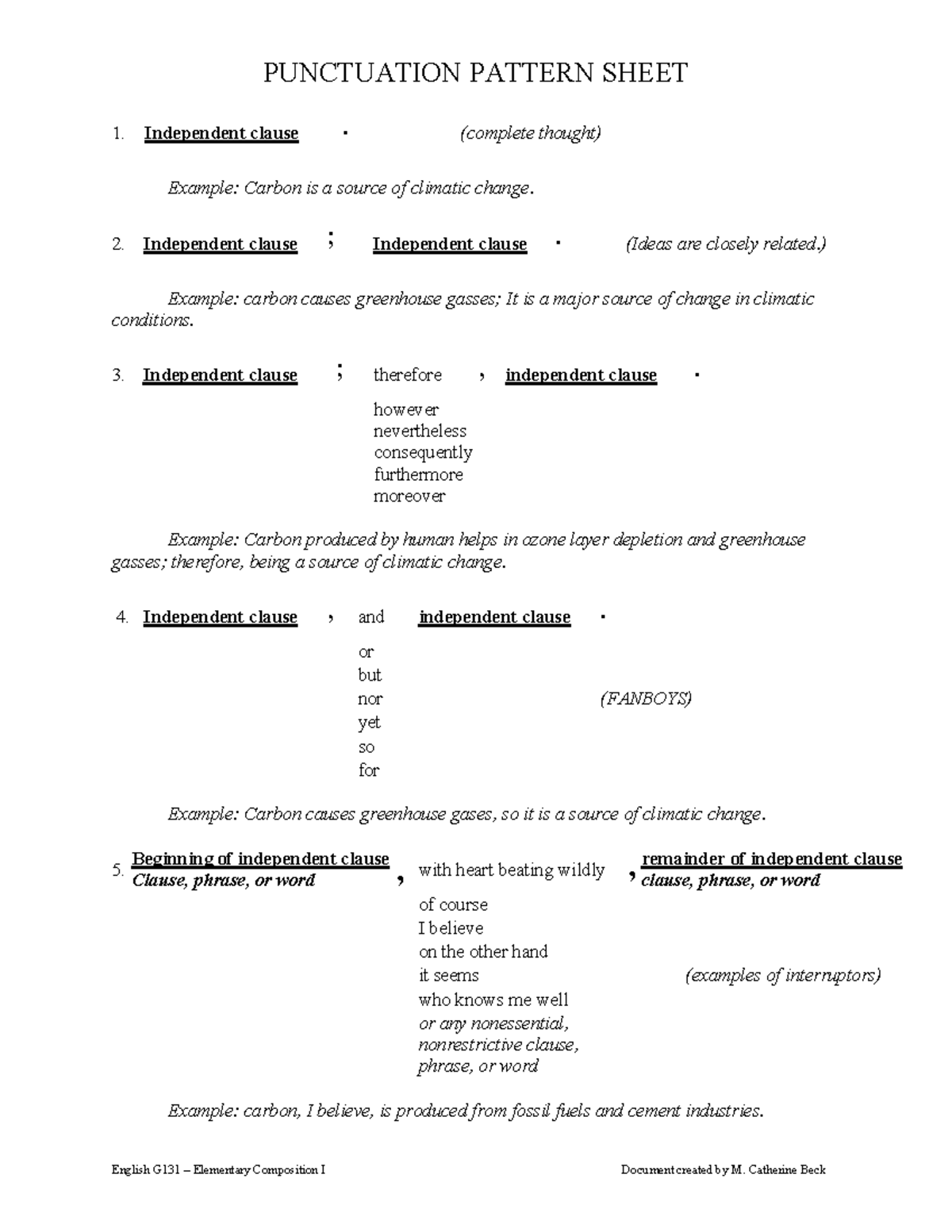 Annotated bhupatkar Punctuation%20Pattern%20Sheet 1 - English G131 ...