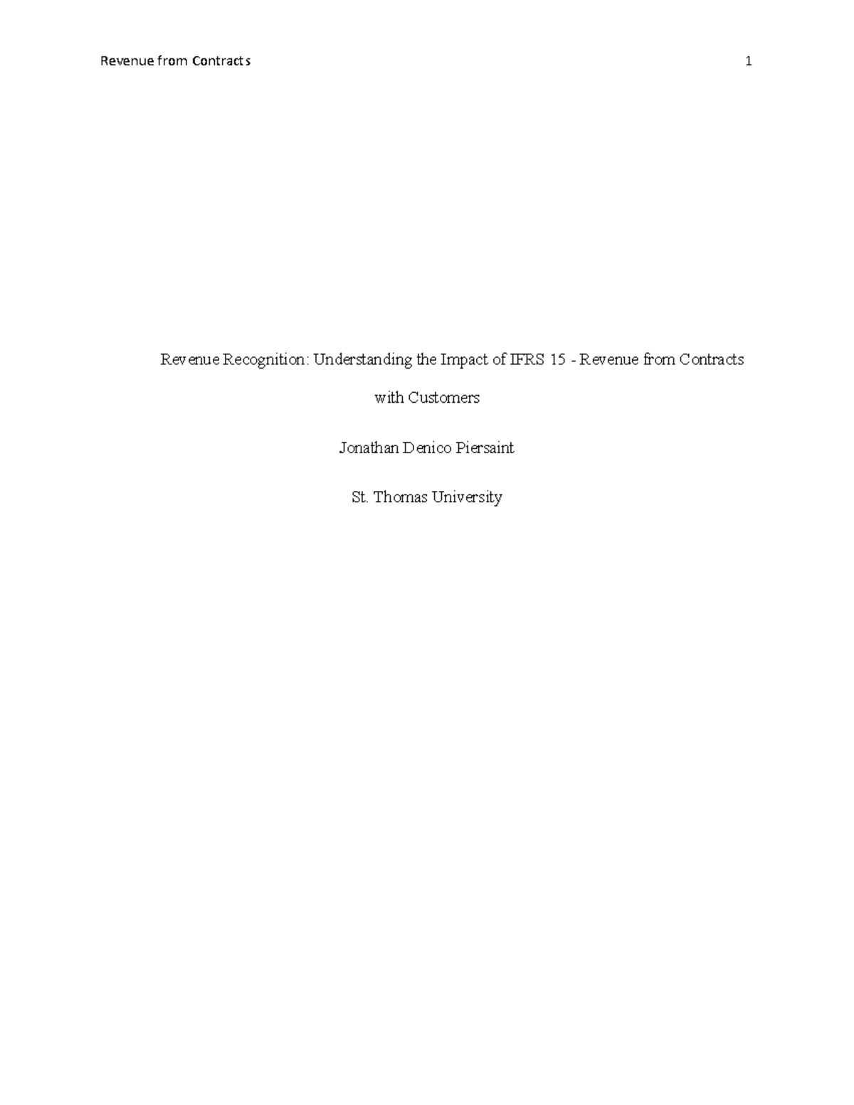 Revenue Recognition paper - Revenue Recognition: Understanding the ...